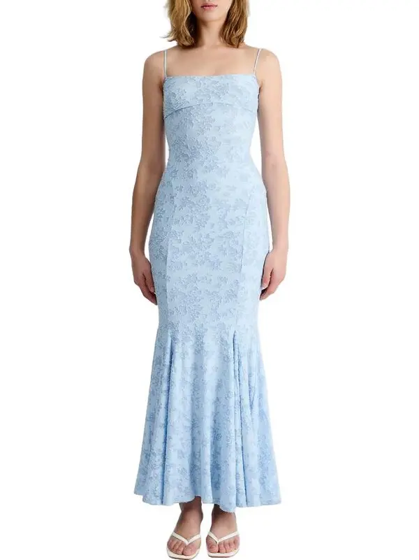 EXTRO & VERT Lara Stretch Lace Back Maxi Dress - Blue