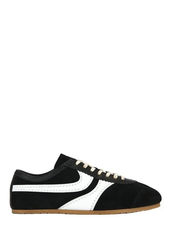 Dries Van Noten Suede And Calf Leather Mule Sneakers - Black & White