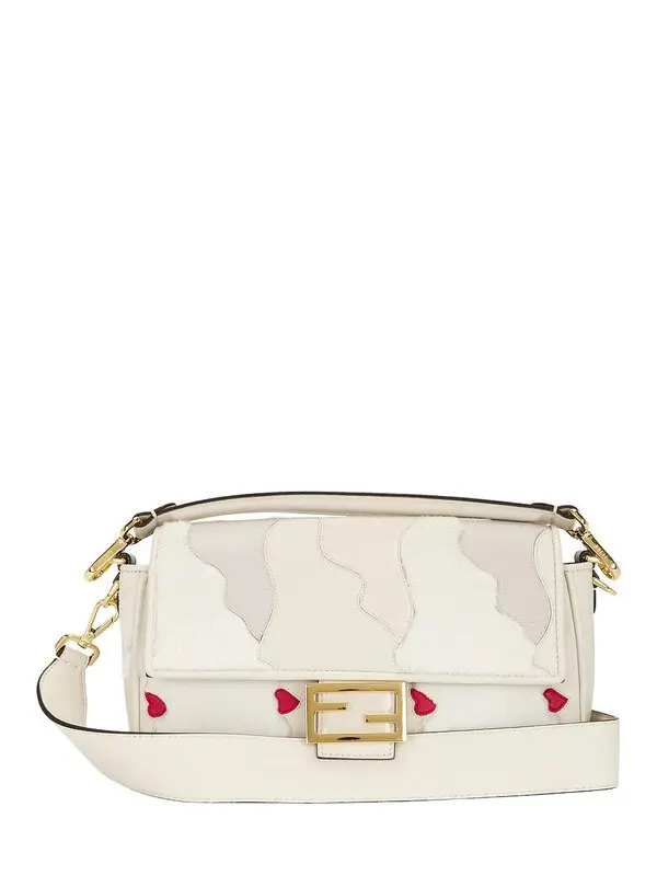 Fendi Mink Fur Nappa Faces Baguette Shoulder Bag - Multicolor & Bianco Carta