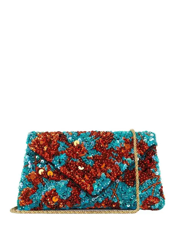 Dries Van Noten Embellished Envelope Bag - Turquoise
