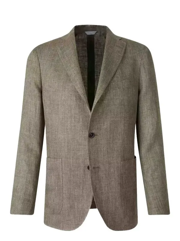Boglioli Herringbone-weave Notched-lapels Blazer - Grey