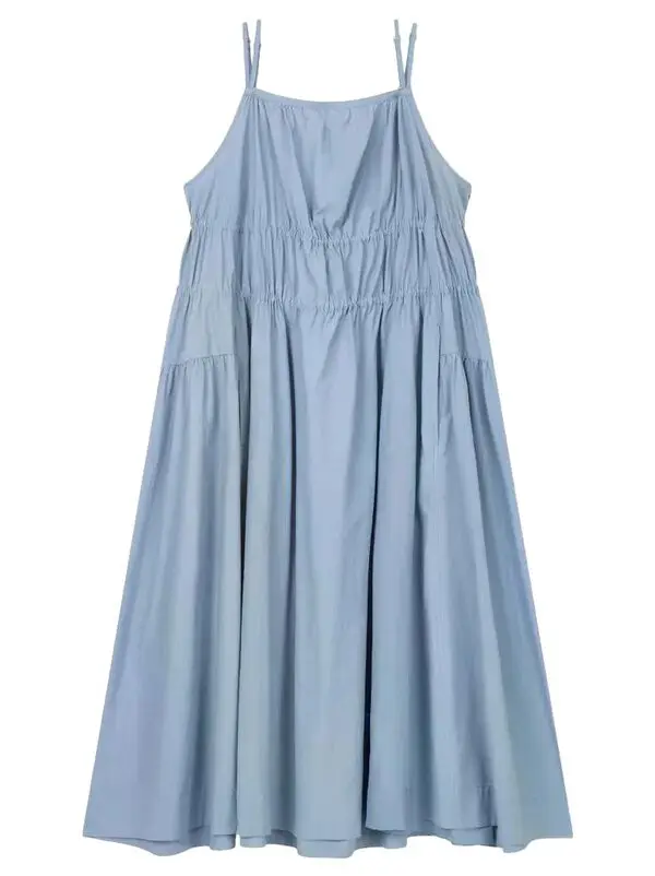 STUDIO TOMBOY Sleeveless Square Neck Tiered Dress With Rear Tie Fastening - Blue