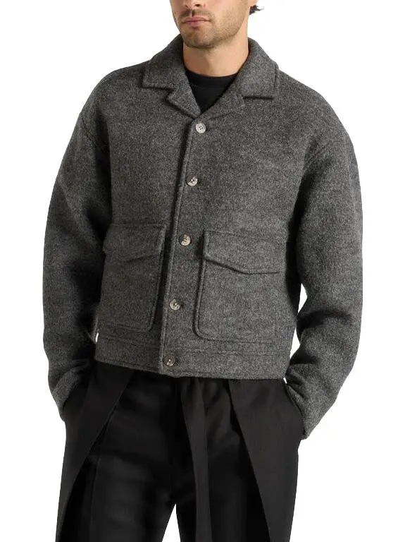 Manière De Voir Maniere De Voir Aurel Wool Jacket With Revere Collar - Grey