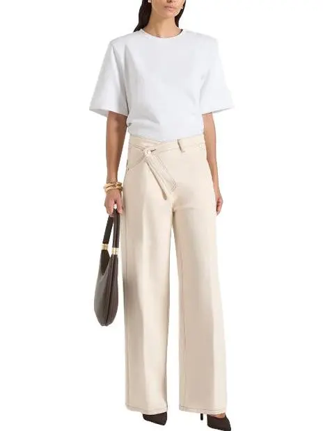 Manière De Voir Wrapover Wide Leg Jeans - Cream
