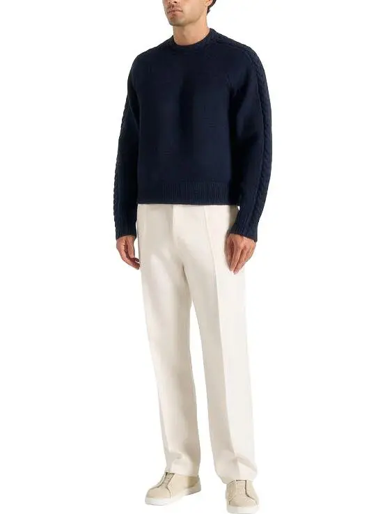 Manière De Voir Textured Raglan Knit Jumper - Navy