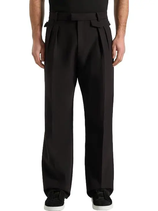 Manière De Voir Pierre Relaxed Fit Pleated Tailored Trousers - Black