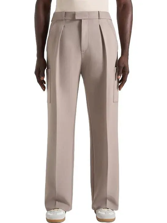 Manière De Voir Luca Relaxed Fit Pleated Pocket Trousers - Beige