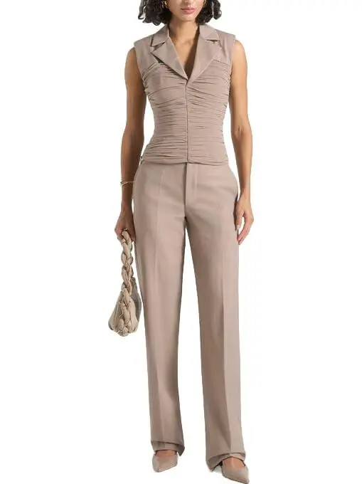 Manière De Voir Nina Cigarette Fit Tailored Trousers - Mushroom