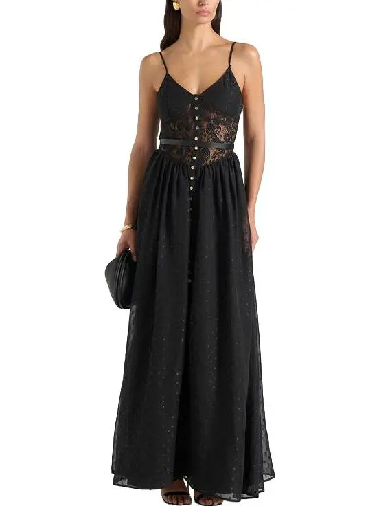 Manière De Voir Rosie Lace Corset Maxi Dress - Black