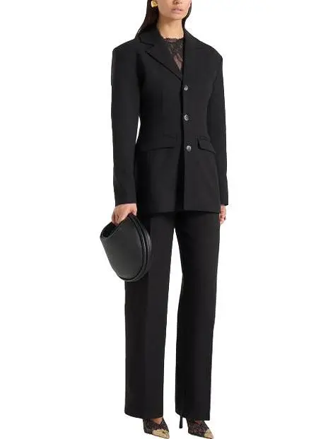 Manière De Voir Manier De Voir Claire Wide Shoulder Cinch Waist Blazer - Black