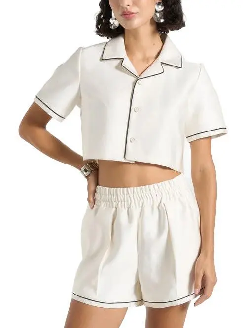 Manière De Voir Cropped Shirt With Piping - Off White