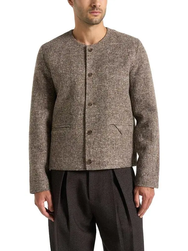 Manière De Voir Textured Bomber Cardigan - Brown