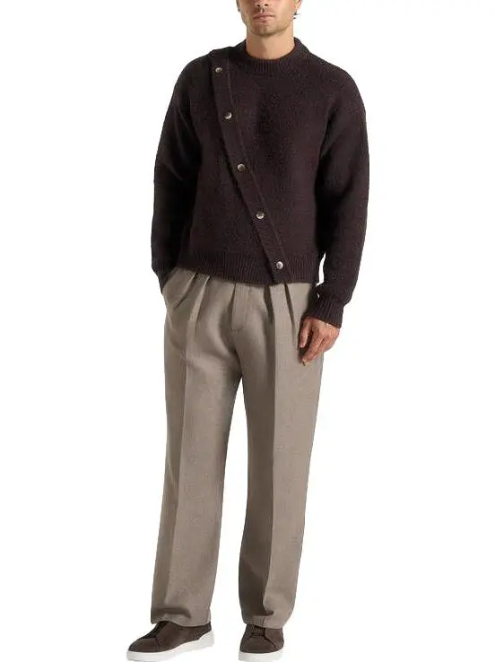 Manière De Voir Asymmetric Brushed Wool Knit Jumper - Brown