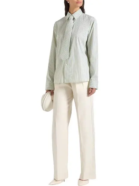 Manière De Voir Dylan Pinstripe Long Sleeve Shirt With Detachable Tie - Sage