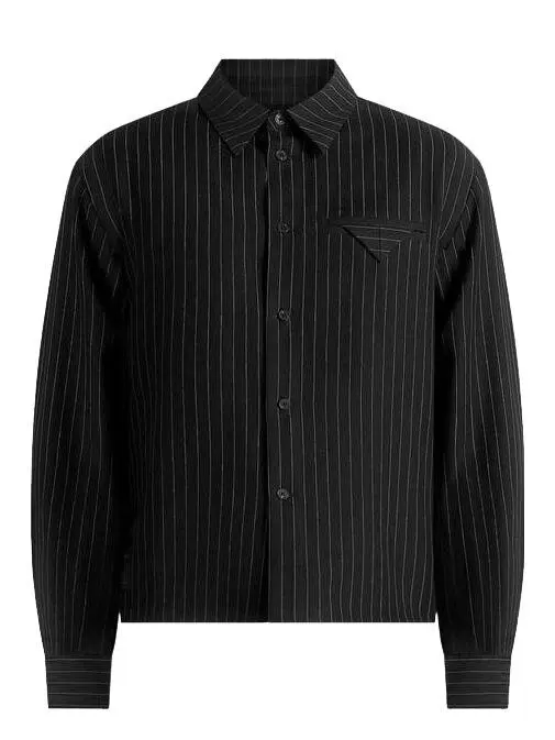 Manière De Voir Arlo Pinstripe Cropped Long Sleeve Shirt - Black