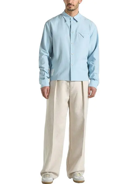 Manière De Voir Arlo Pinstripe Cropped Long Sleeve Shirt - Blue