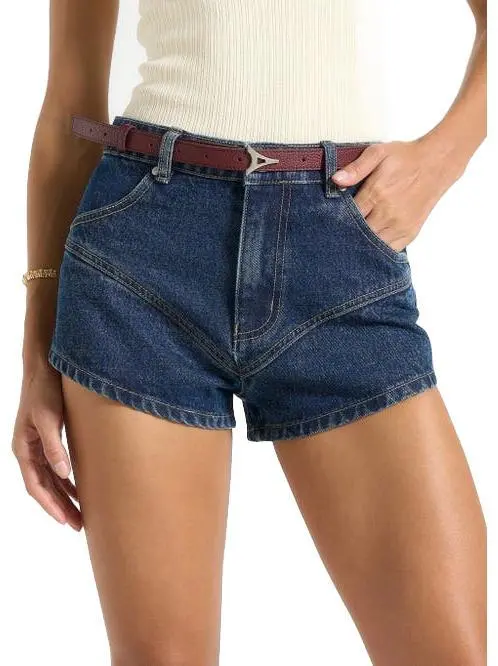 Manière De Voir Maniere De Voir Contour Denim Mini Shorts - Indigo