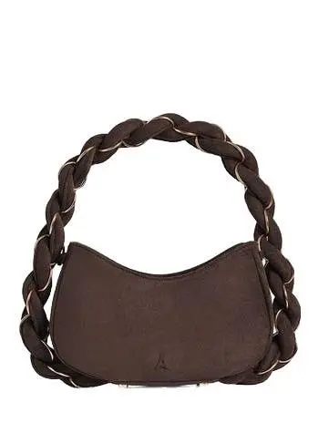 Manière De Voir Braided Shoulder Handbag With Gold Tone Chain Detail - Brown