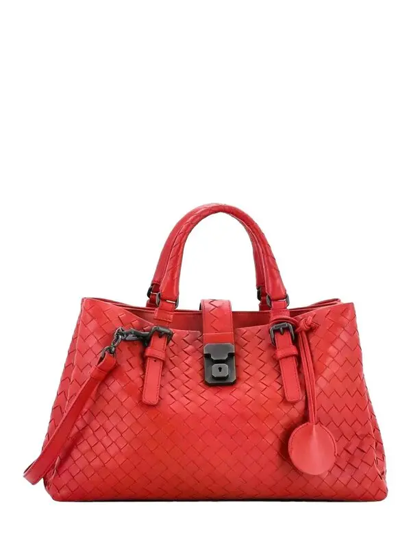 Bottega Veneta Roma Bag Intrecciato Nappa Small Tote Bag - Red
