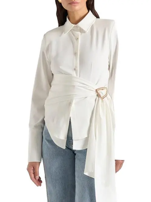 Manière De Voir Wrap Shirt With Hardware Detail - White