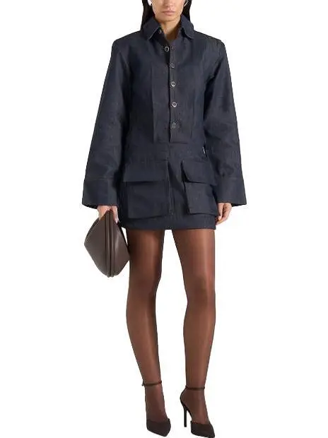 Manière De Voir Denim Cargo Shirt Mini Dress - Indigo