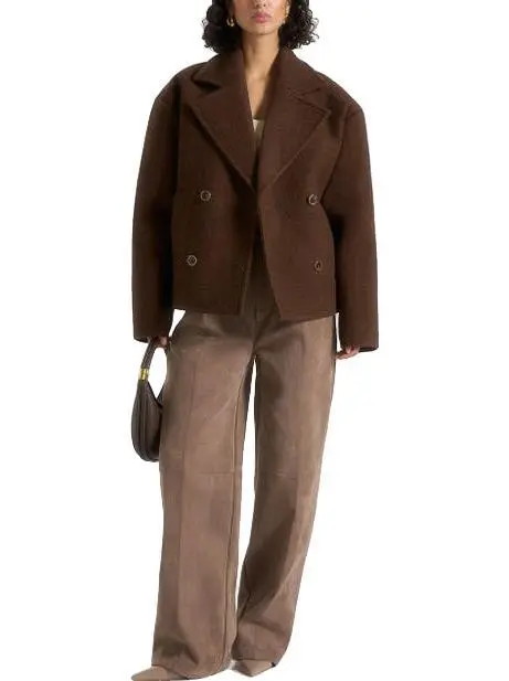 Manière De Voir Mika Double Breasted Wool Jacket - Brown