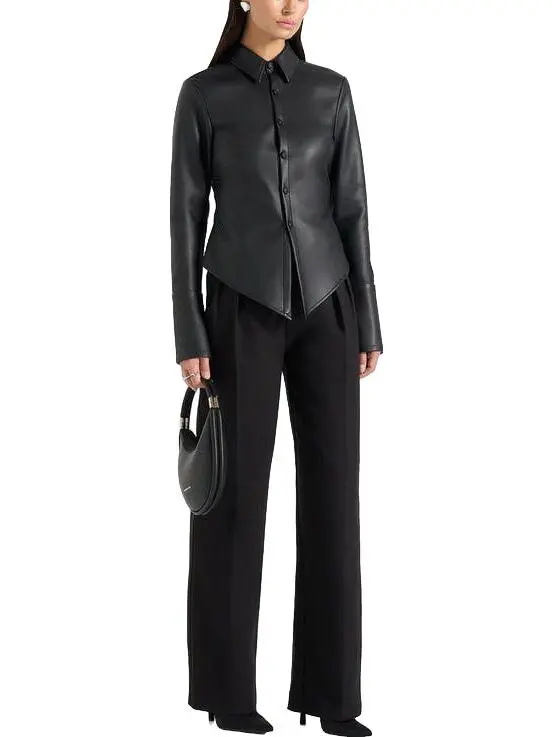 Manière De Voir Vegan Leather Cinch Shirt - Black