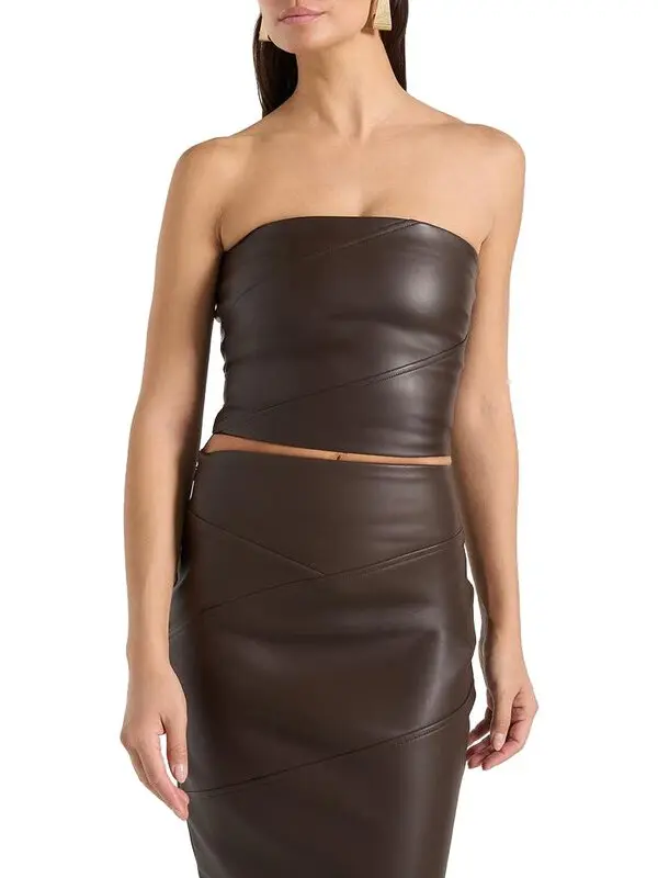 Manière De Voir Maniere De Voir Bandeau Leather Corset Top - Brown