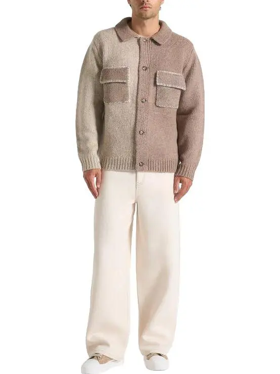 Manière De Voir Color Block Mohair-blend Cardigan - Beige
