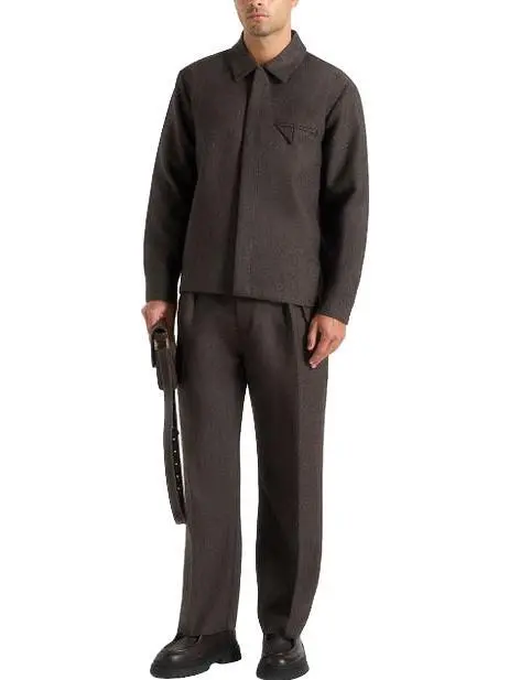 Manière De Voir Pierre Relaxed Fit Melange Pleated Tailored Trousers - Brown