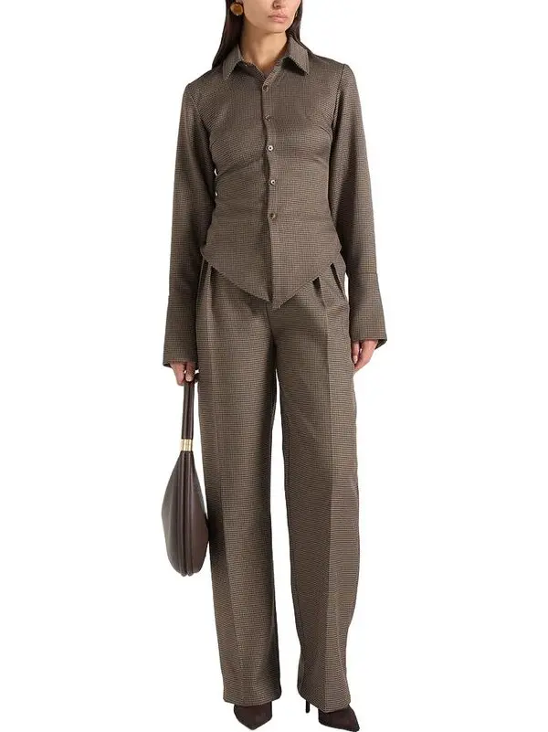 Manière De Voir Maniere De Voir Julie Houndstooth Twin Pleat Trousers - Brown