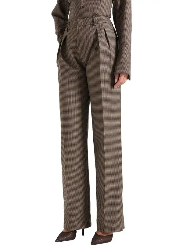 Manière De Voir Maniere De Voir Julie Houndstooth Twin Pleat Trousers - Brown