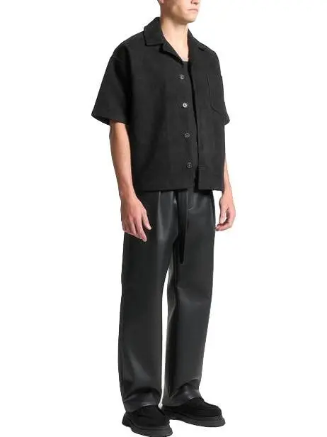 Manière De Voir Luc Boxy Suede Shirt - Black