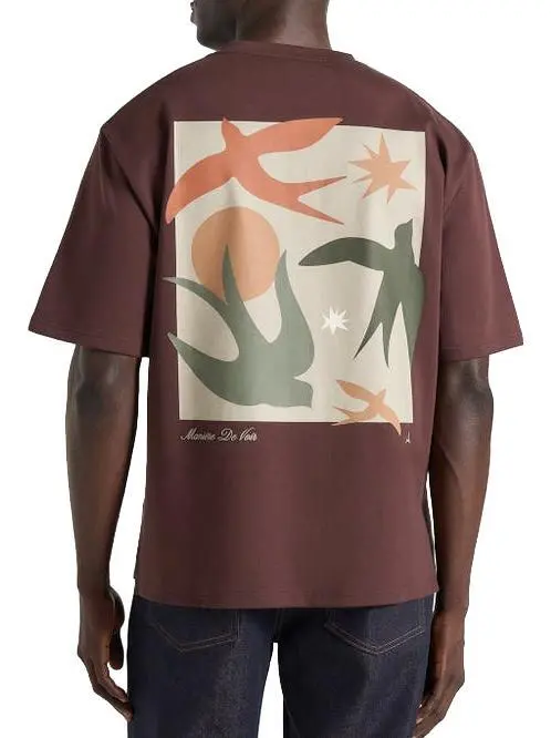 Manière De Voir Thibault Bird Detail Cotton T-shirt - Brown