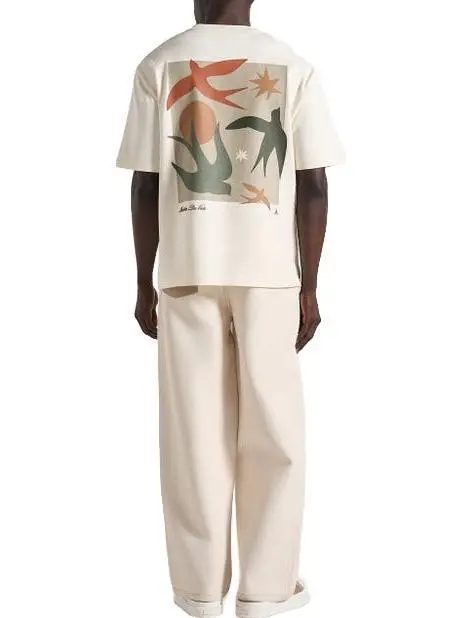 Manière De Voir Thibault Bird Detail Cotton T-shirt - Cream