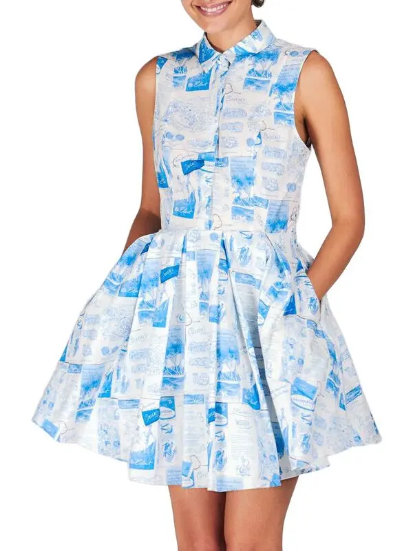 RACHEL ANTONOFF Sleeveless Printed Shirt Dress With Pleated Skirt - Borscht Brochures