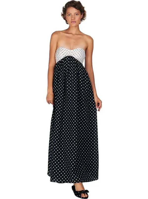 RACHEL ANTONOFF Jaclyn Maxi Dress - Black & White Polka Dot