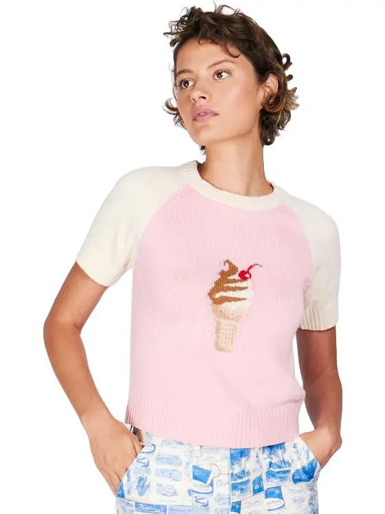 RACHEL ANTONOFF Twist Cone Pullover Sweater - Strawberry Pink