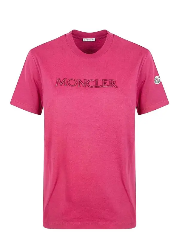 Moncler Embroidered Logo T-shirt - Pink