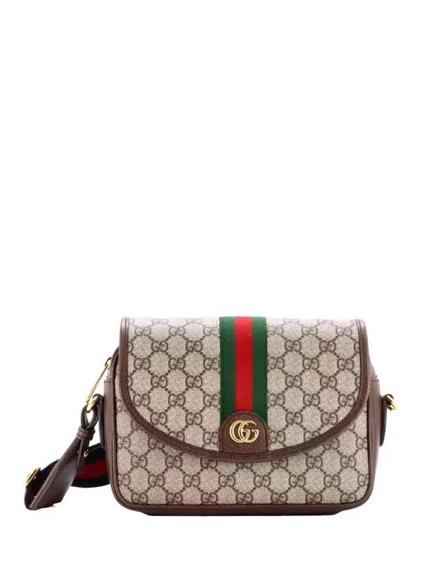 Gucci Ophidia Flap Shoulder Bag Gg Coated Canvas - Brown