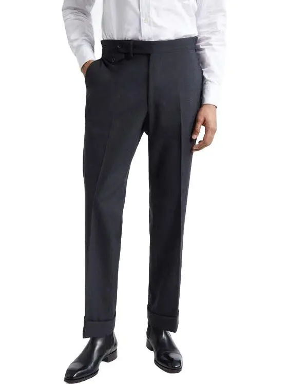 J. MUESER Waverly Single Pleat Tapered Trousers - Dark Navy