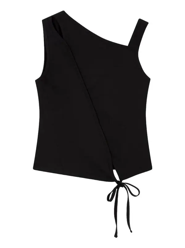 STUDIO TOMBOY Asymmetric Sleeveless Top With Tie Detail - Black