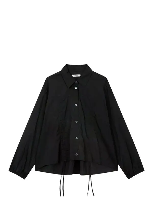 STUDIO TOMBOY Shirred Drawstring-hem Blouse - Black