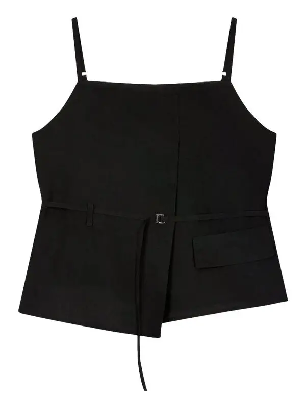 STUDIO TOMBOY Belted Asymmetric Hem Top - Black