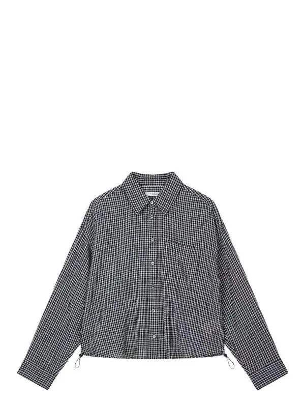 STUDIO TOMBOY Check Pattern Shirt With Drawstring Hem - Black