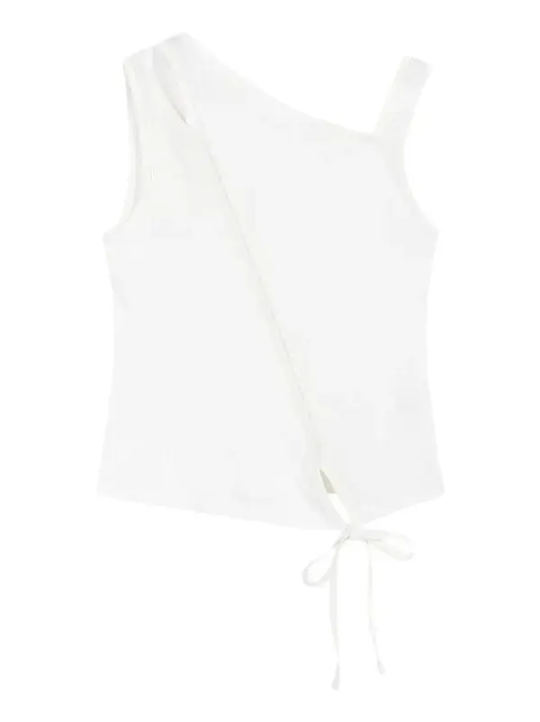 STUDIO TOMBOY Asymmetric Tie-fastening Sleeveless Top - White