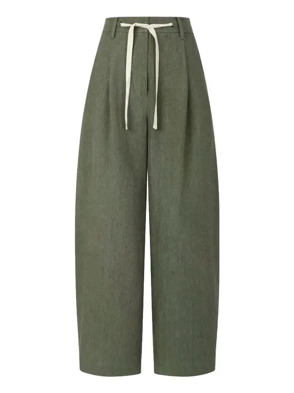 STUDIO TOMBOY Pleated Drawstring Trousers - Green