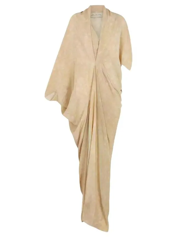 CORTANA Mayu Floral-print Silk Maxi Dress - Neutrals