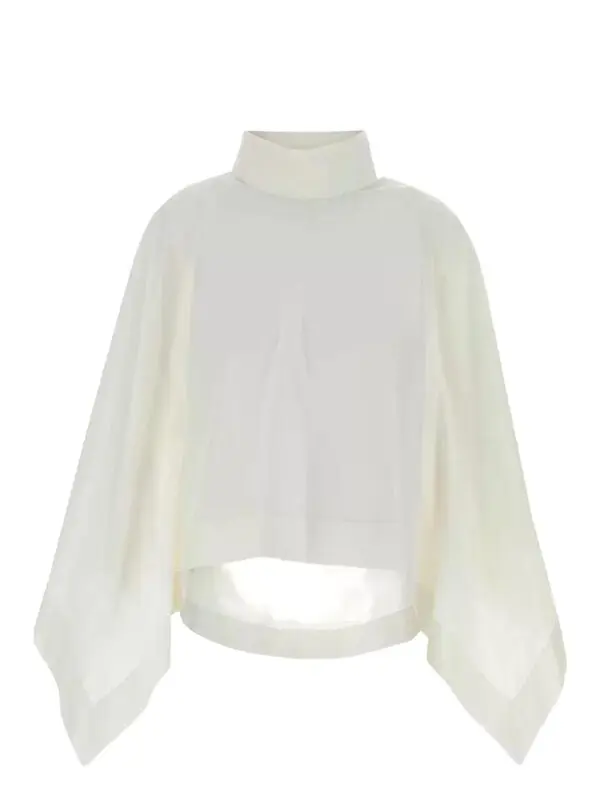 Carven High-neck Cotton Cape - White