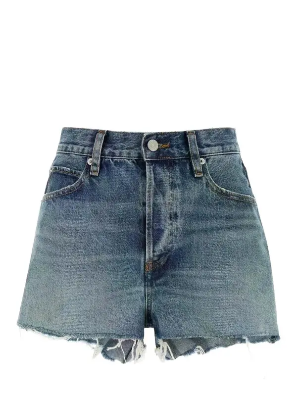 FRAME The Dare Frayed Denim Shorts - Blue
